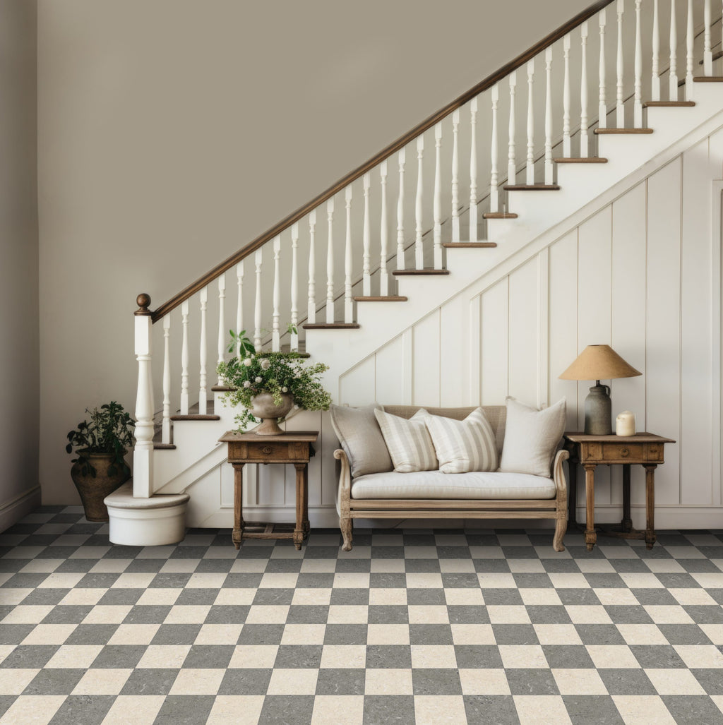 Ground Silver and White Chequer Stone Effect Porcelain – Terzetto Stone ...